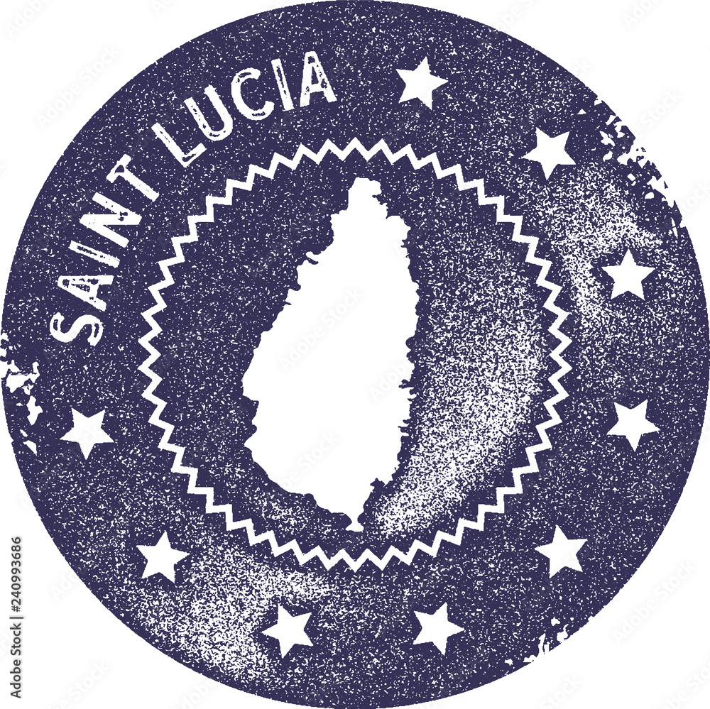 Saint Lucia map vintage stamp. Retro style handmade label, badge or ...