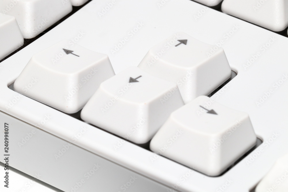 Modern computer keyboard. some part of white computer keyboard, The 4 ...
