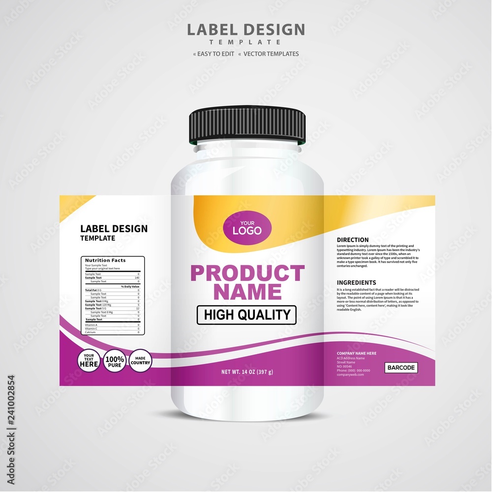 Bottle label, Package template design, Label design, mock up design ...