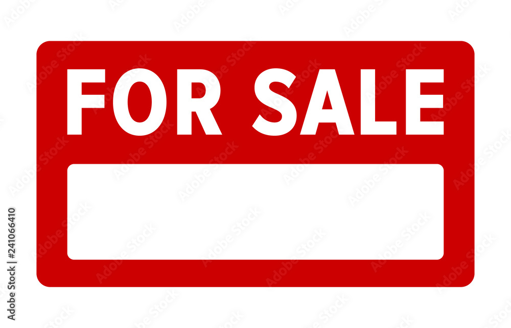 Horizontal red for sale sign with black space flat vector sign for ...