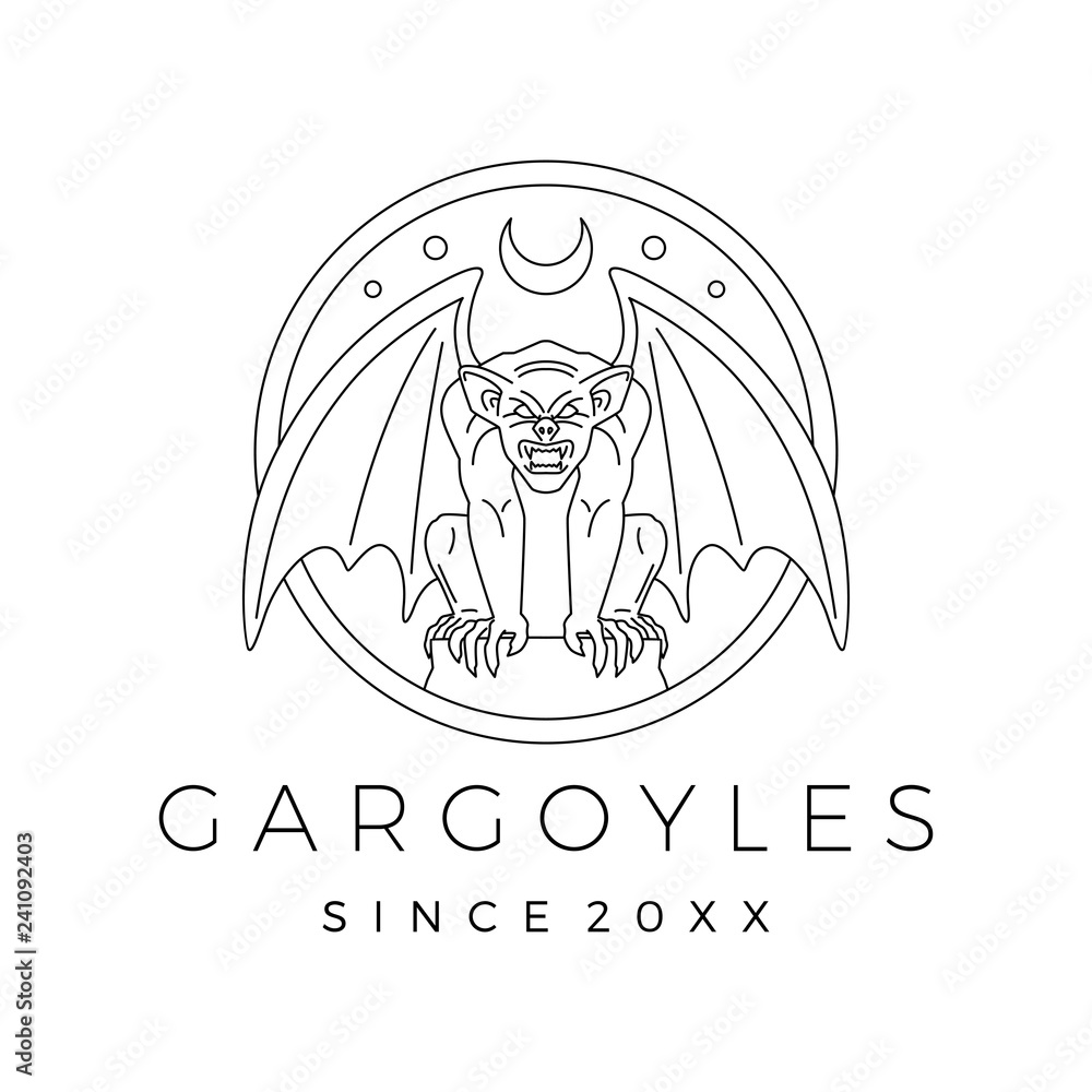 gargoyles gargoyle logo vector outline illustration Stock Vector ...