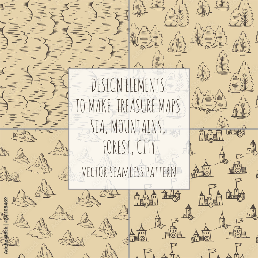 Example design elements to make your own fantasy or treasure maps ...