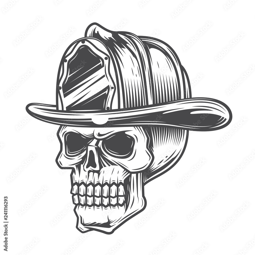 Skull With Fire Helmet