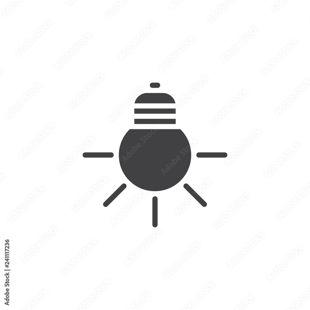 Light bulb photo camera settings vector icon. filled flat sign for ...