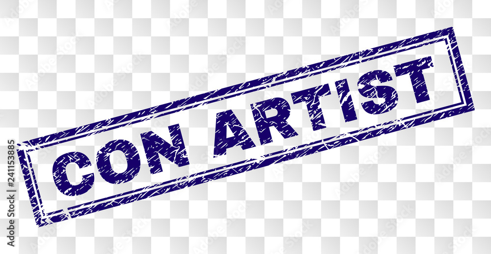 CON ARTIST stamp seal print with rubber print style and double framed ...