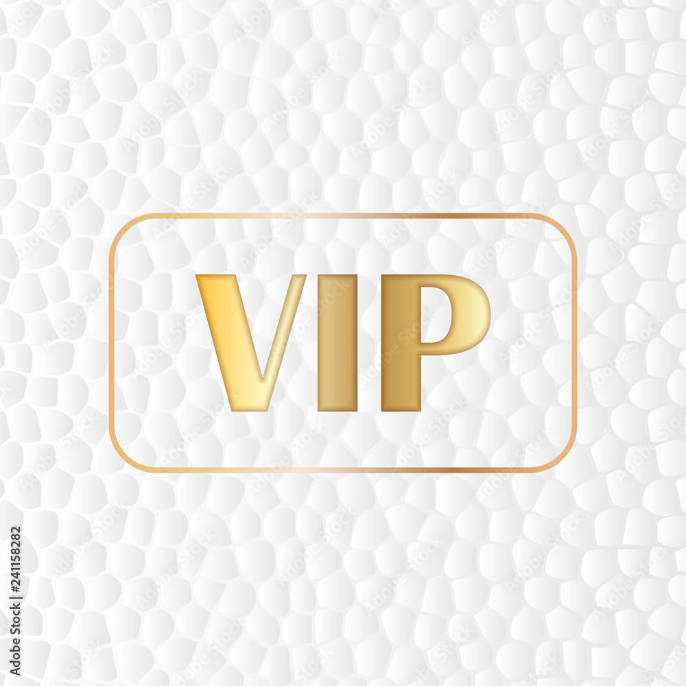 gold VIP text on a stylized white skin background. Golden symbol of ...