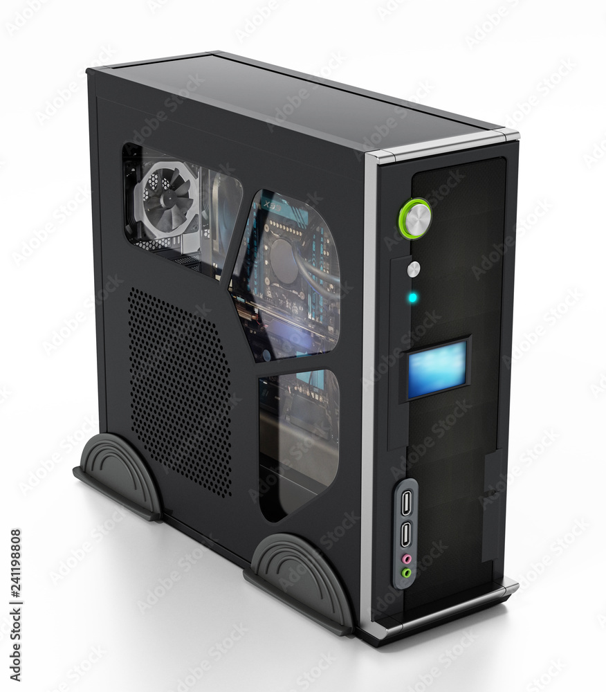 Modern PC case isolated on white background. 3D illustration Stock ...