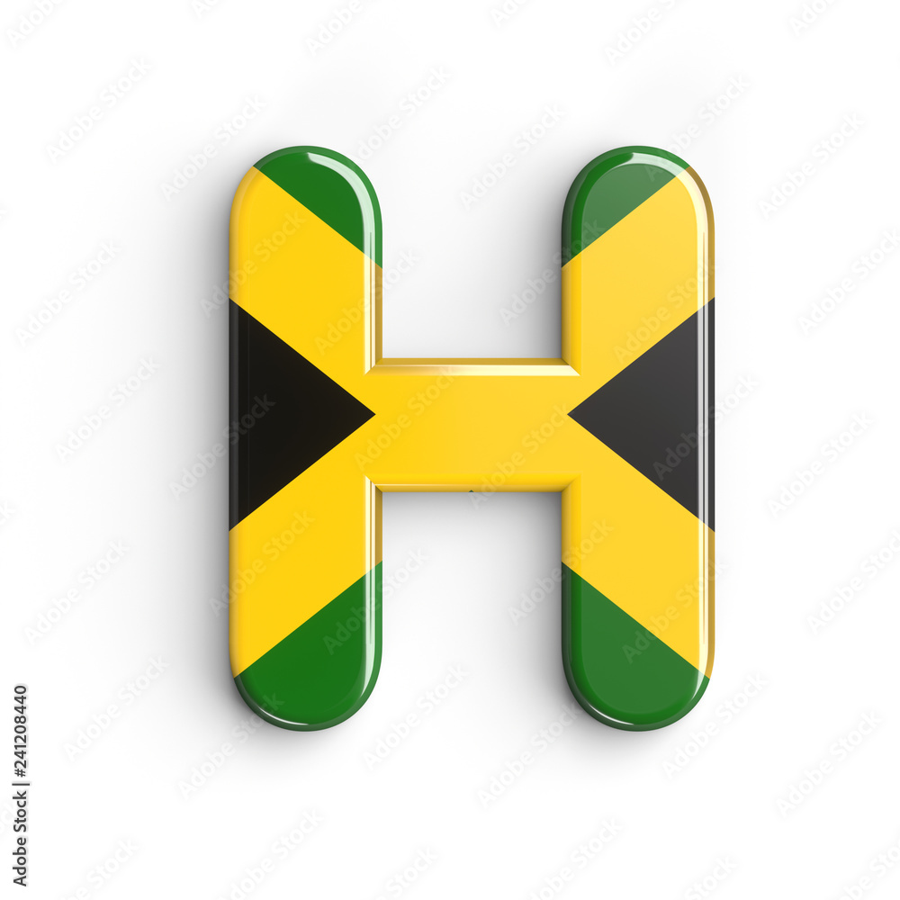 Jamaica letter H - Upper-case 3d Jamaican flag font - Jamaica, Kingston ...