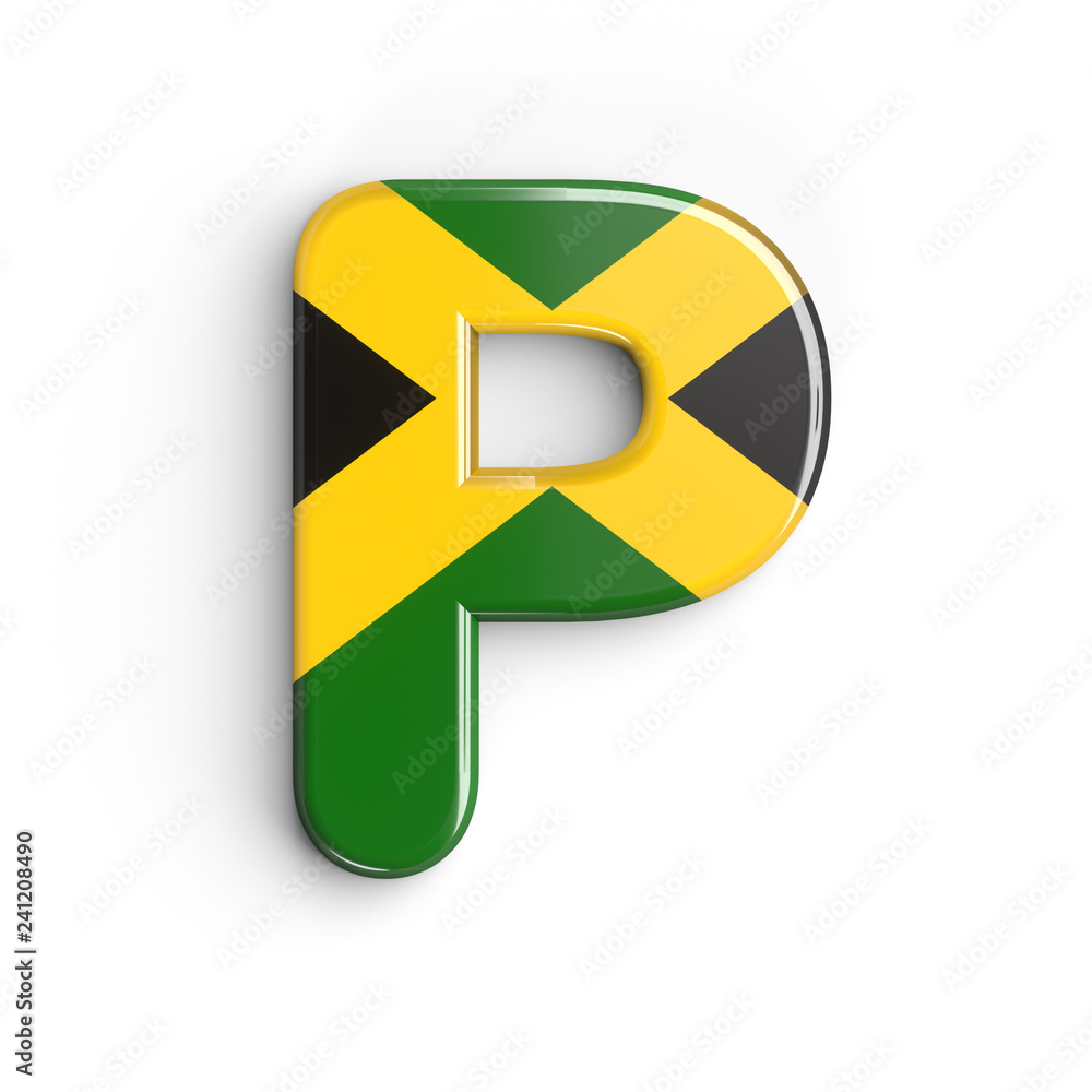 Jamaica letter P - Upper-case 3d Jamaican flag font - Jamaica, Kingston ...