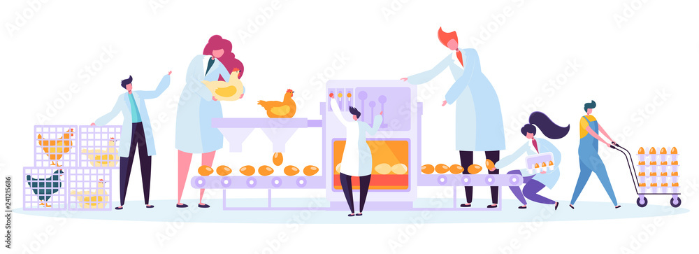 Chicken Poultry Production Factory Machine Set. Commercial Character ...
