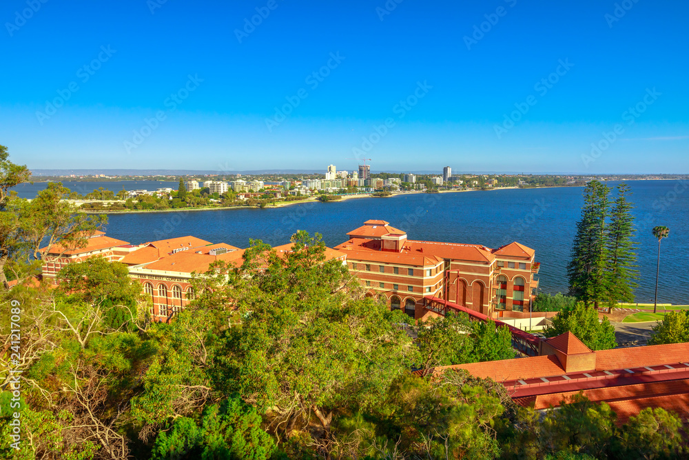 Aerial view of South Perth suburb from Kings Park and Botanical Garden ...