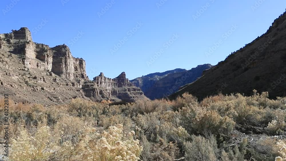 Vídeo do Stock: Rural desert mountain canyon sage brush valley. Nine ...