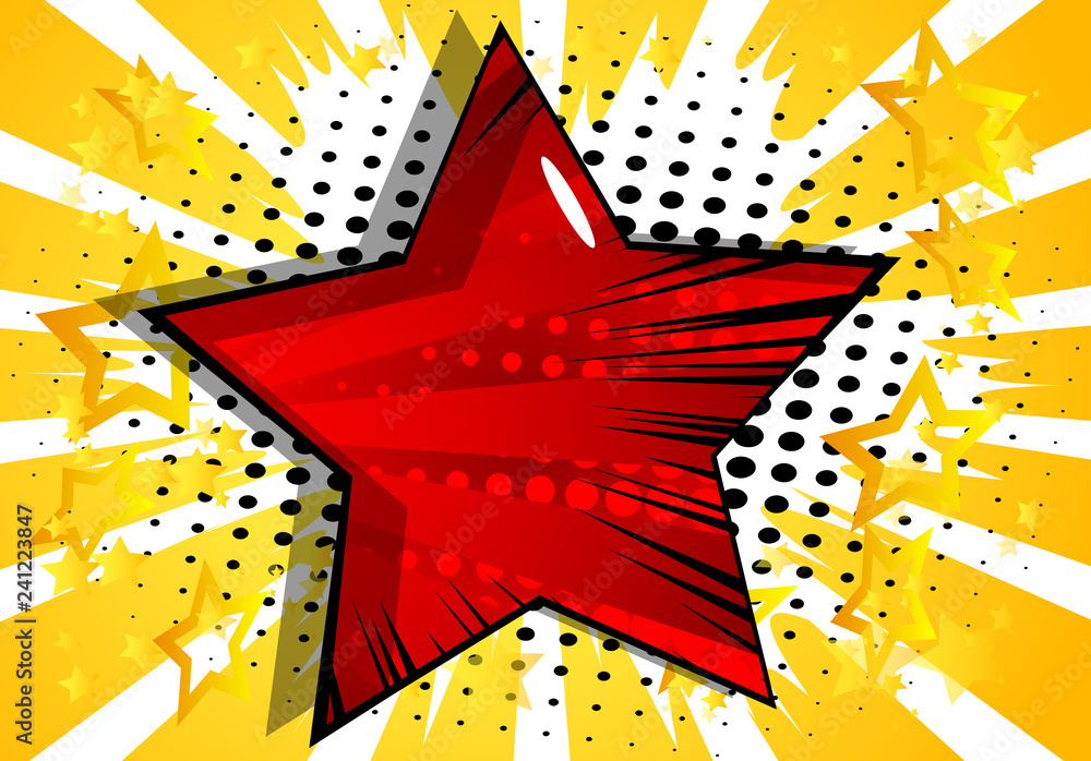 Vector illustrated retro background with big star filled with comic ...