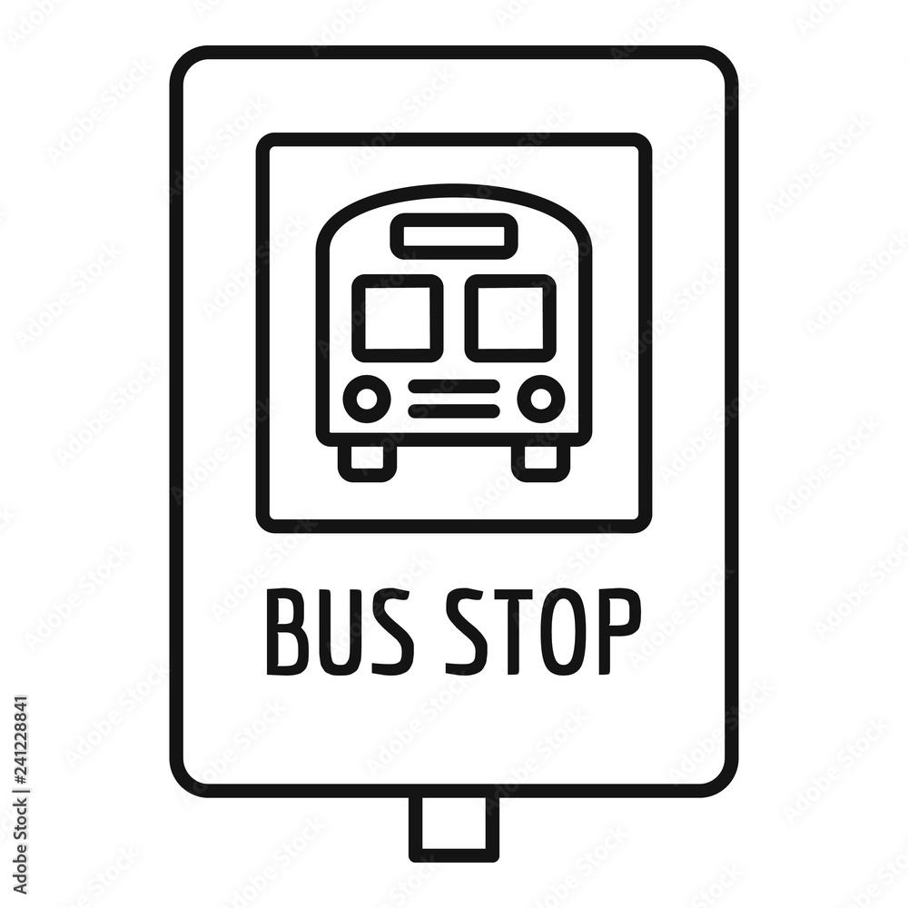 School bus stop sign icon. Outline school bus stop sign vector icon for ...