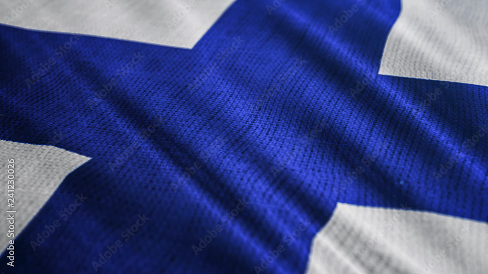 Finland flag is waving 3D illustration. Symbol of Finlandia national on ...