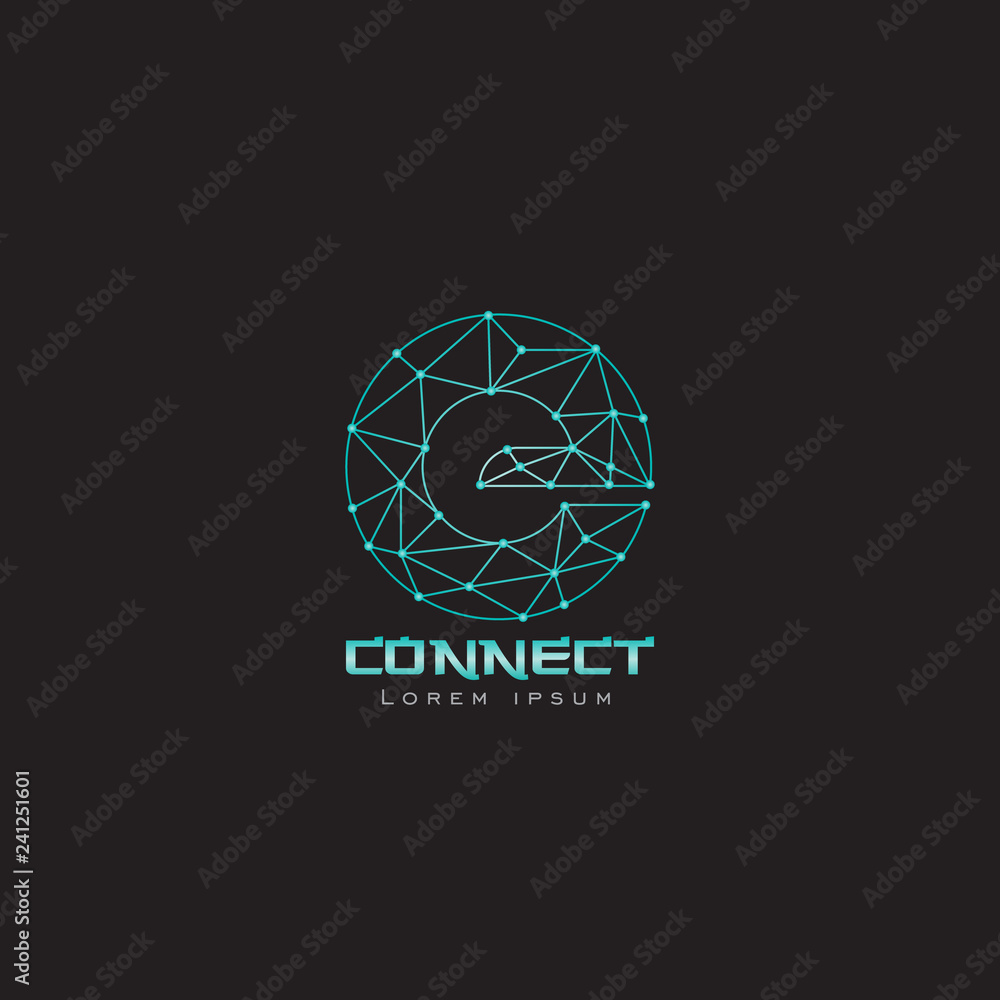 logo line network e letter lowercase with gradient blue and white can ...