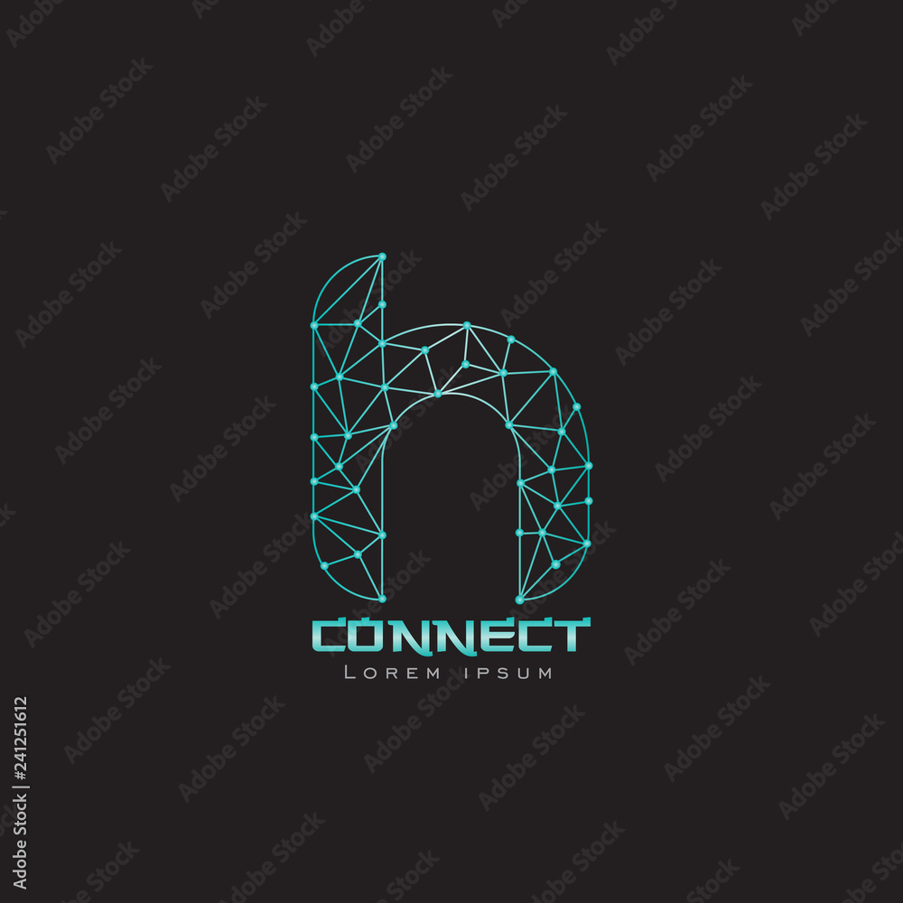 logo line network h letter lowercase with gradient blue and white can ...
