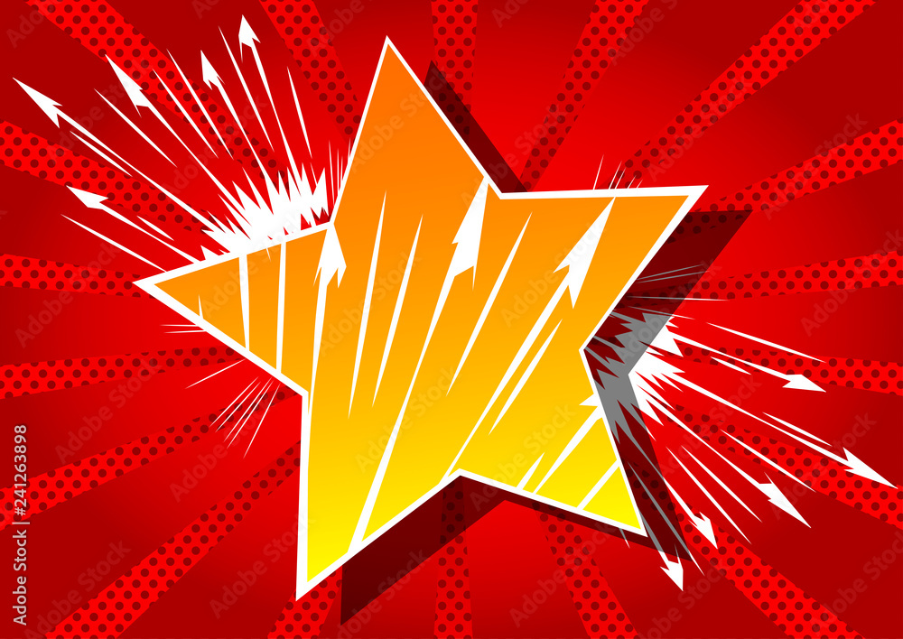 Vector illustrated retro background with big star filled with comic ...