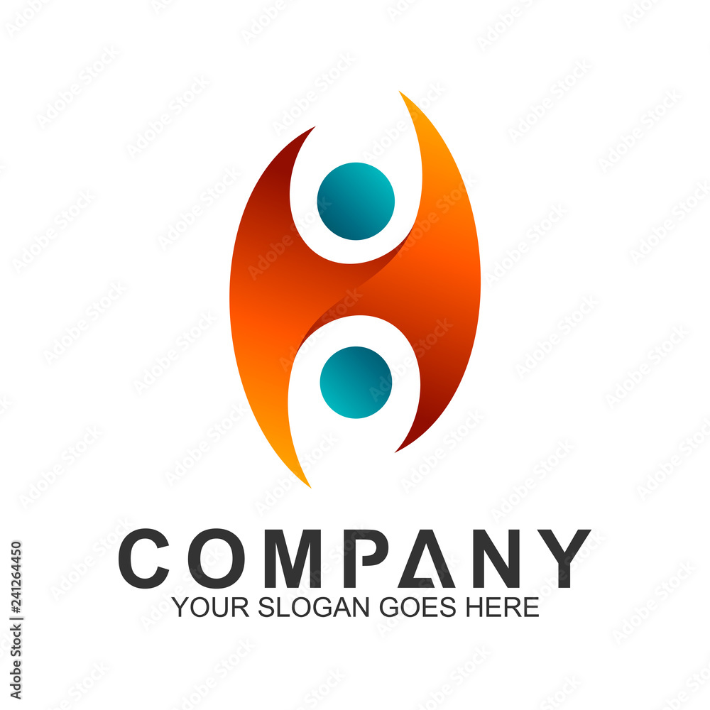 people hub logo, human connect symbol, letter H with people icons Stock ...