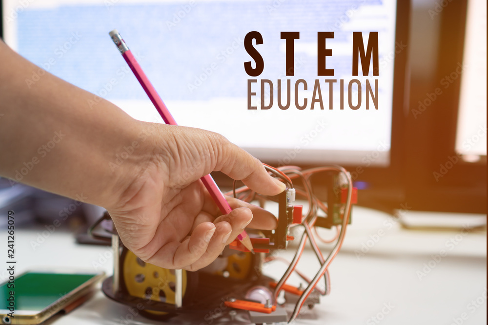 Learning STEM Education robotics project concept: Asian Student group ...