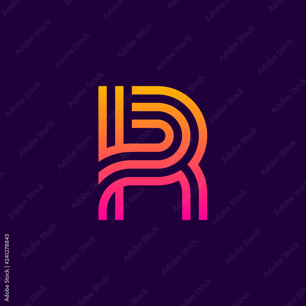 Letter R Line curve colorful logotype, beauty and fashion cosmetics ...