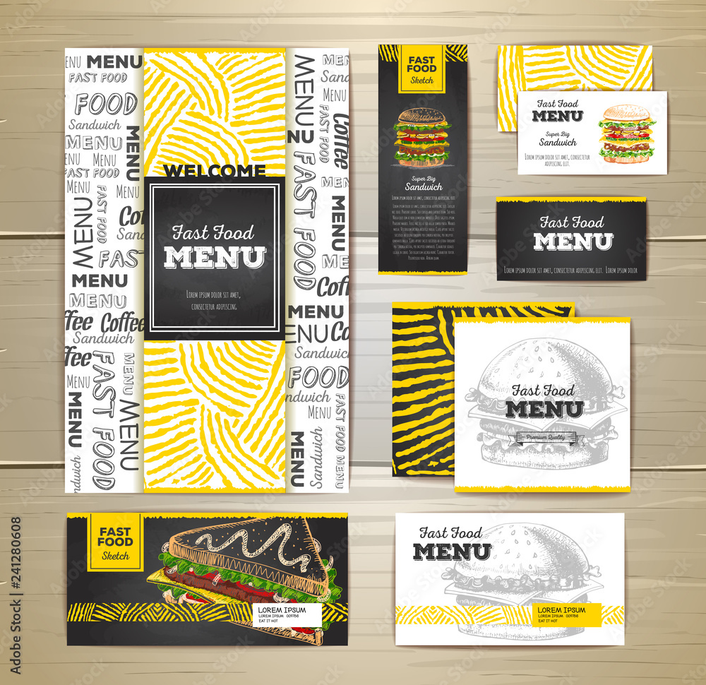 Fast food menu document template. Corporate identity Stock Vector ...