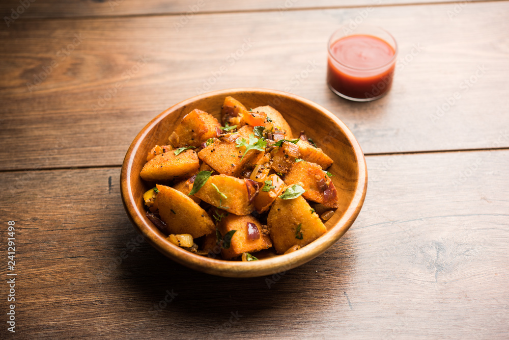 Masala fried Idlies or Idli fry - south indian Snack made using with ...