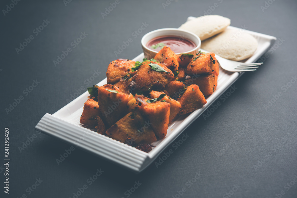 Masala fried Idlies or Idli fry - south indian Snack made using with ...