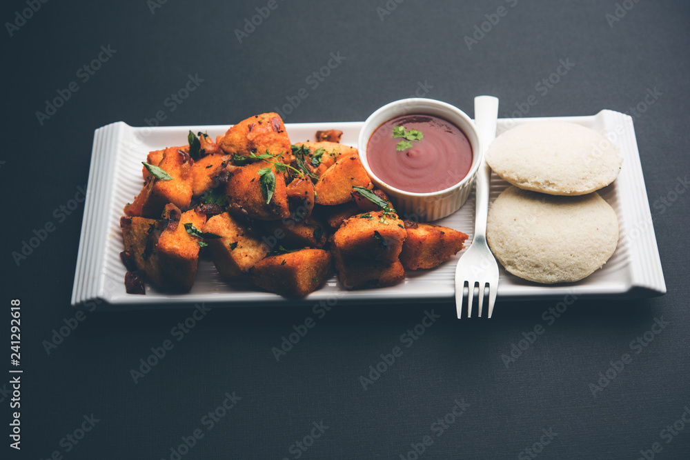 Masala fried Idlies or Idli fry - south indian Snack made using with ...