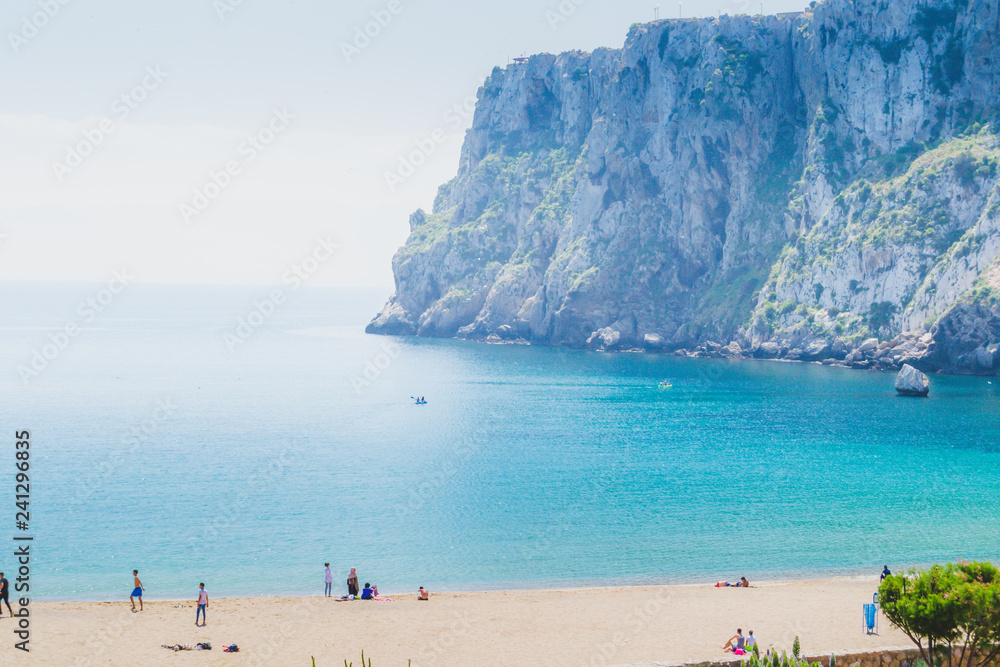 The incredible seascaping view of beach with blue sea in morocco in ...
