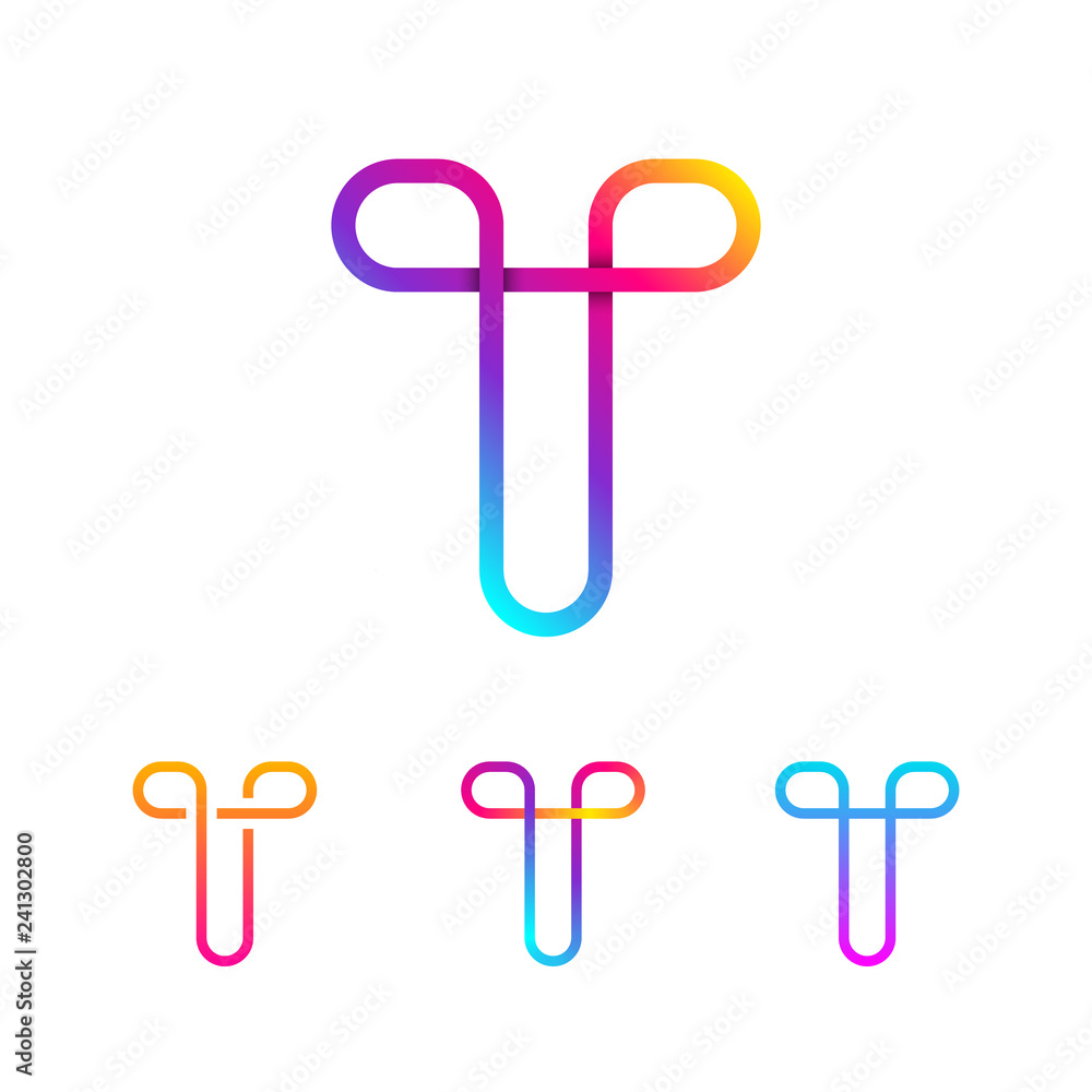 Abstract Letter T Line Monogram Colorful loops logotype, Circle shape ...