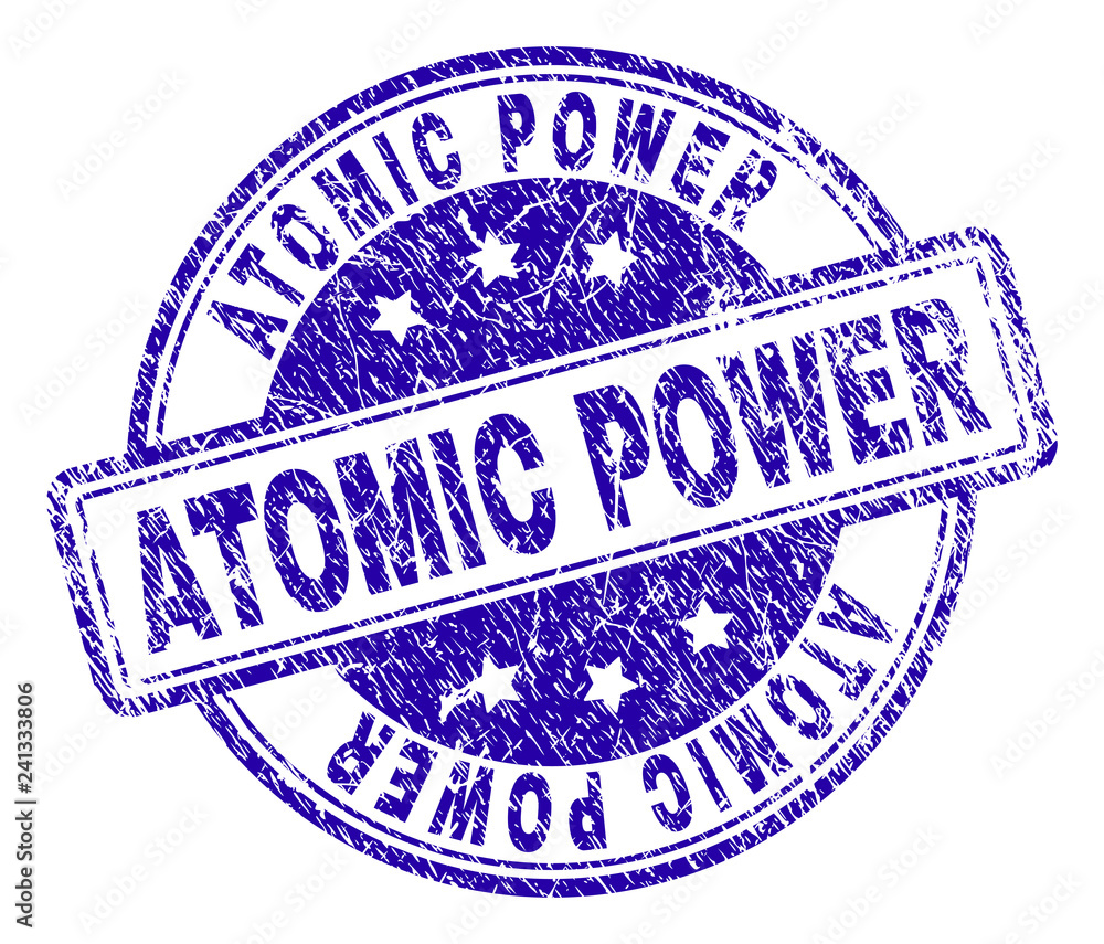 ATOMIC POWER stamp seal watermark with grunge effect. Designed with ...