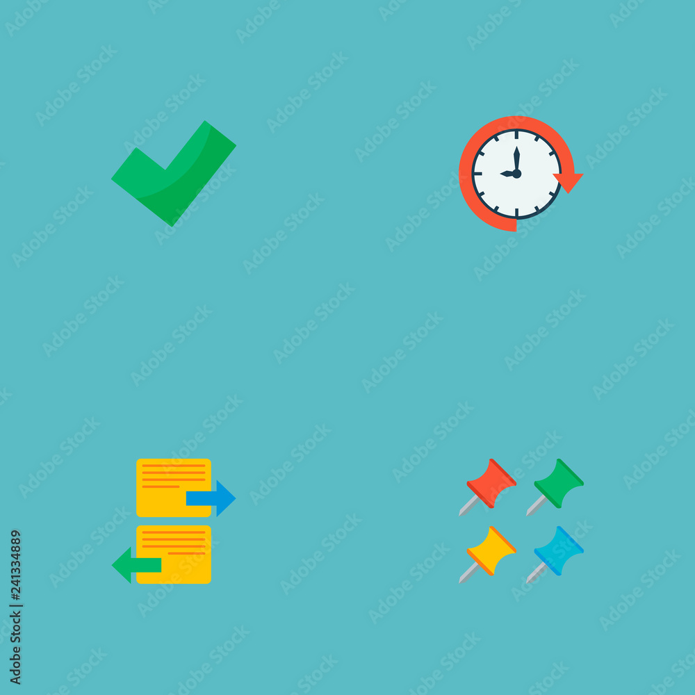 Set of management icons flat style symbols with postpone, complete ...