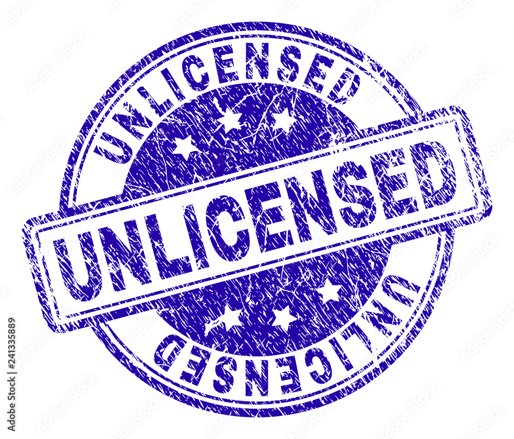 UNLICENSED stamp seal watermark with distress texture. Designed with ...