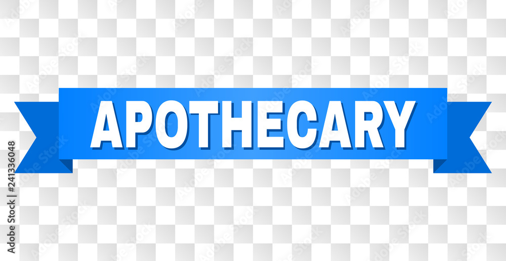 APOTHECARY text on a ribbon. Designed with white caption and blue ...