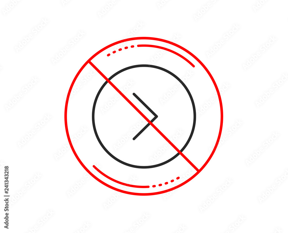 No or stop sign. Forward arrow line icon. Next Arrowhead symbol. Next ...
