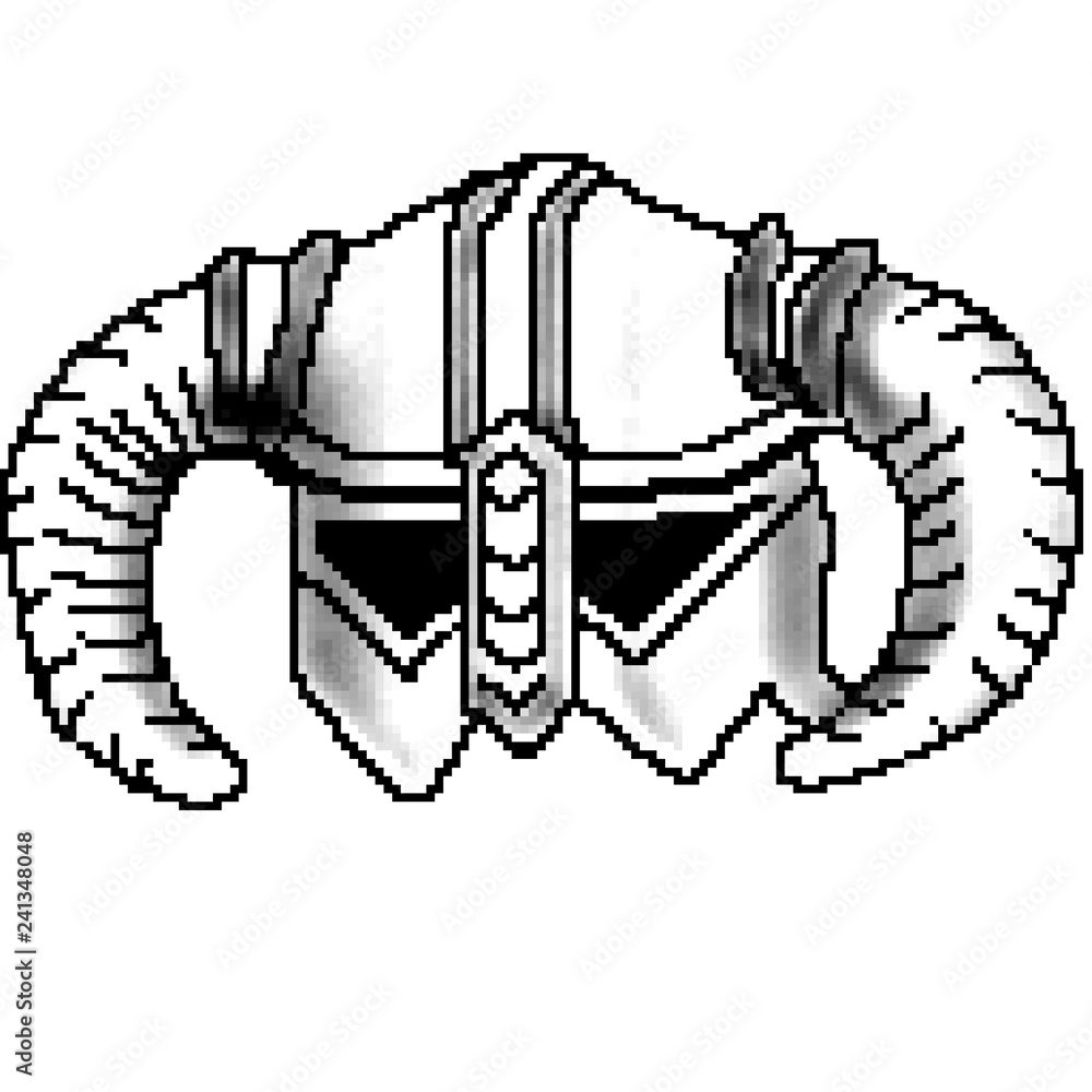 Pixel 8 bit drawn viking horned helmet Stock Illustration | Adobe Stock