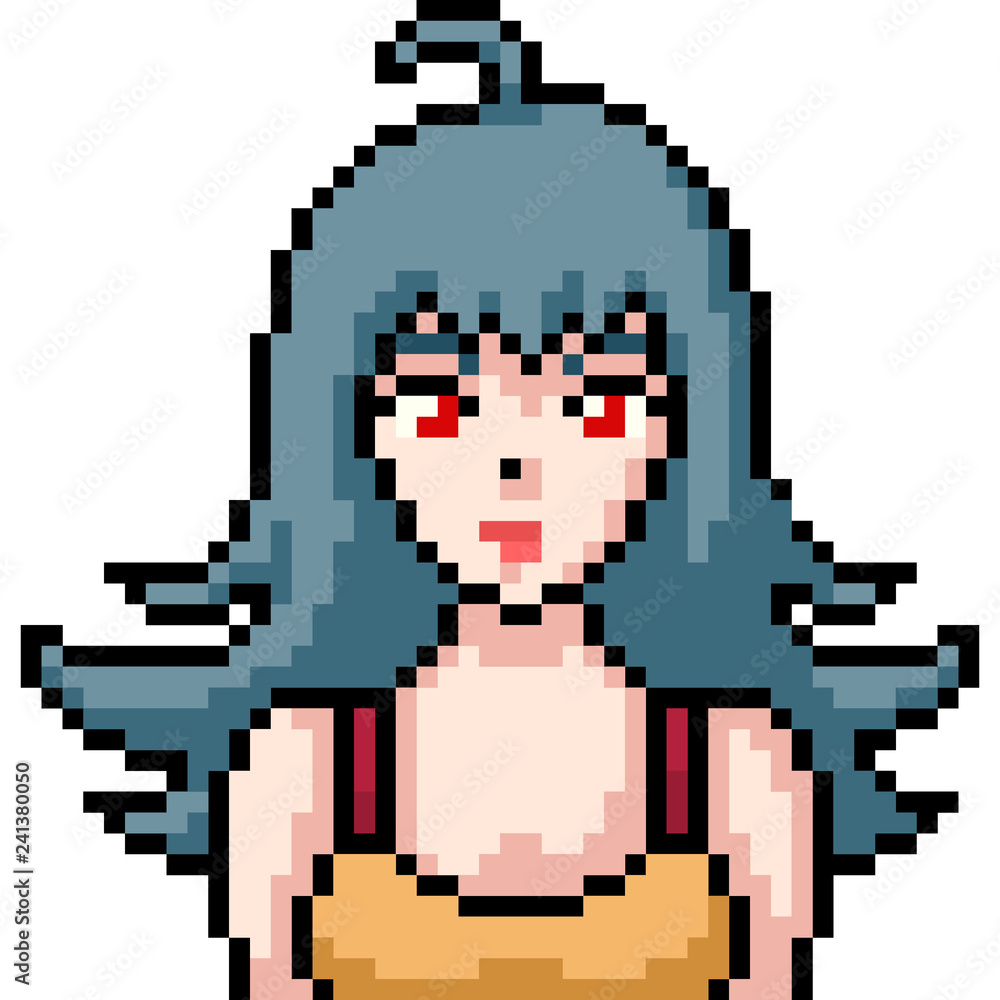 vector pixel art anime girl Stock Vector | Adobe Stock