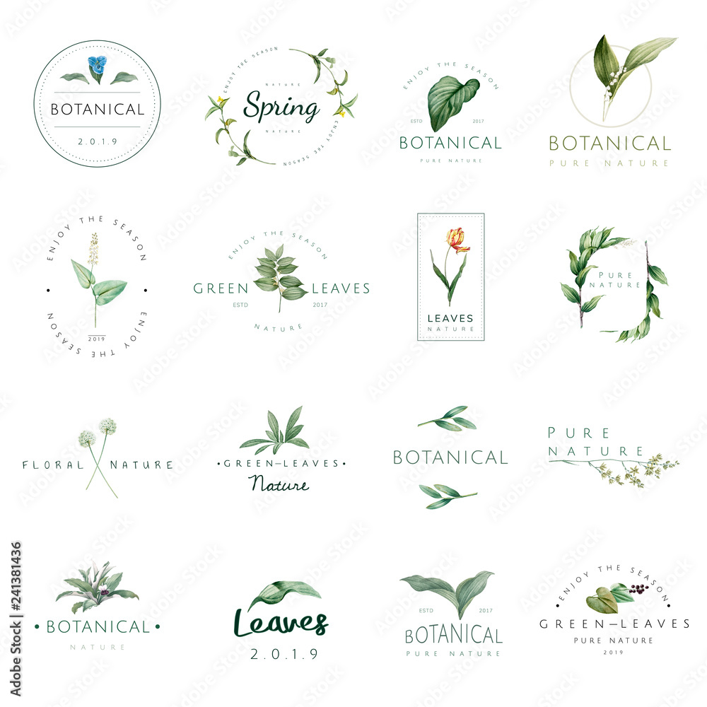 Set of nature and plant logo vectors Stock Vector | Adobe Stock
