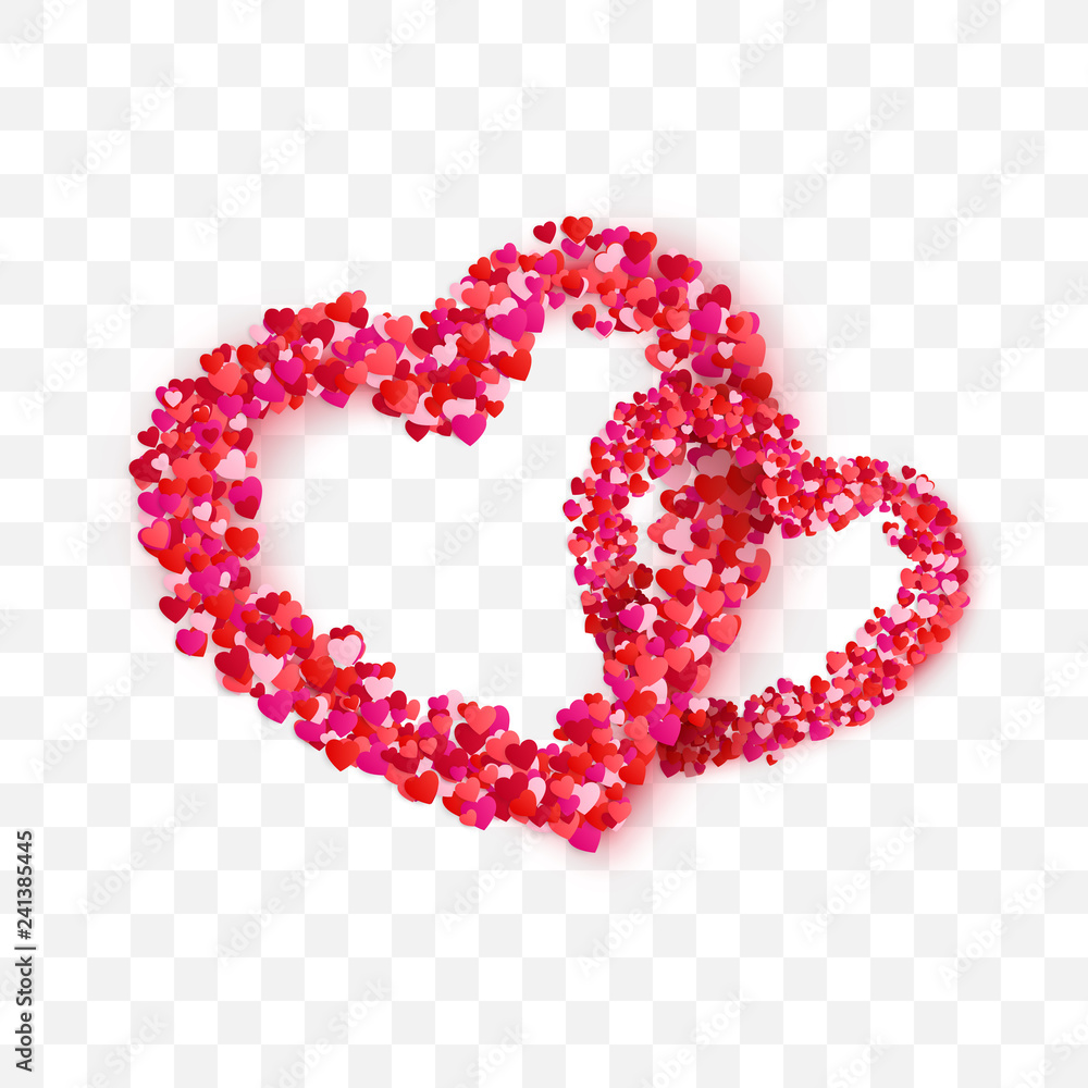 Heart couple frame from paper hearts confetti. Wedding invitation or ...