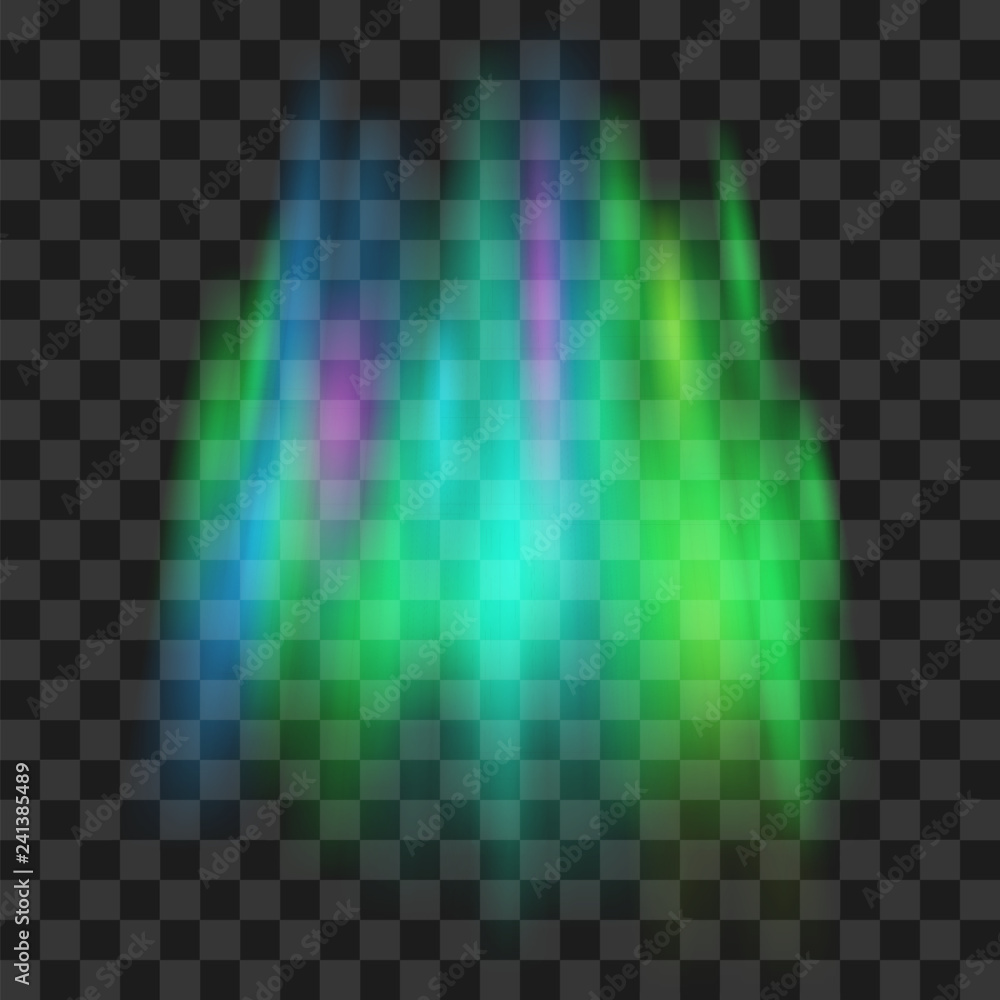 Northern lights. Aurora borealis on transparent background. Vector ...