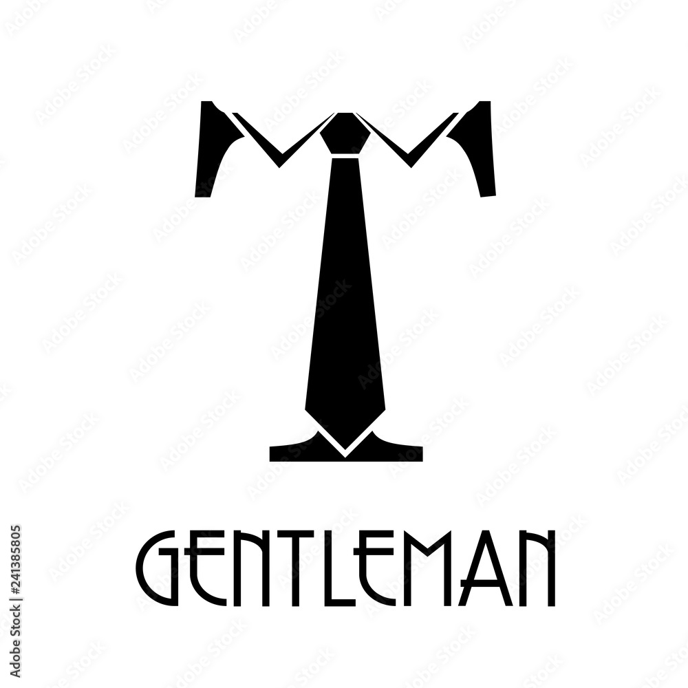 Logotipo con texto GENTLEMAN con letra T con corbata en color negro ...