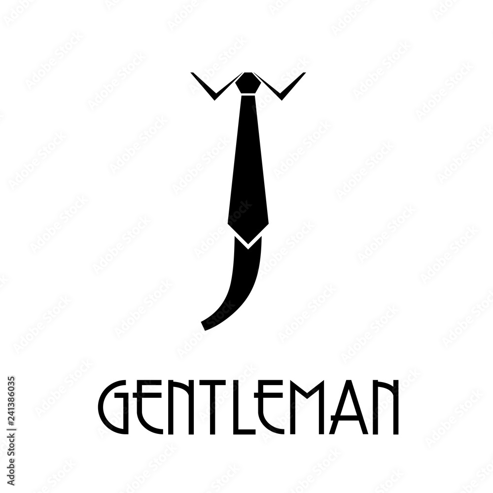 Logotipo con texto GENTLEMAN con letra J con corbata en color negro ...