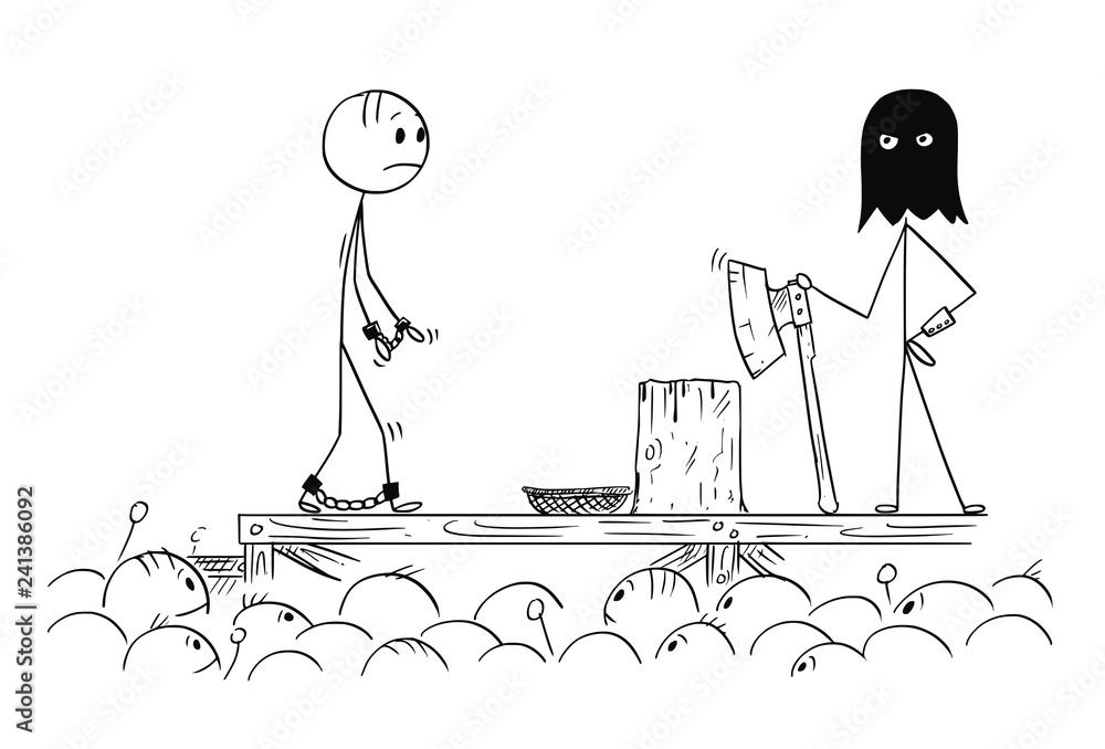 Cartoon stick drawing conceptual illustration of man walking on his own ...