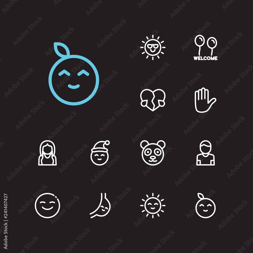 Emoji icons. Set of emoji summer, man character and emoji sun vector ...