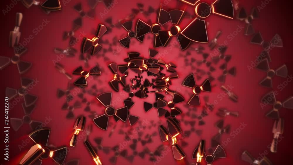 Falling NUCLEAR, Radiation Hazard Danger Symbols Animation, Rendering ...