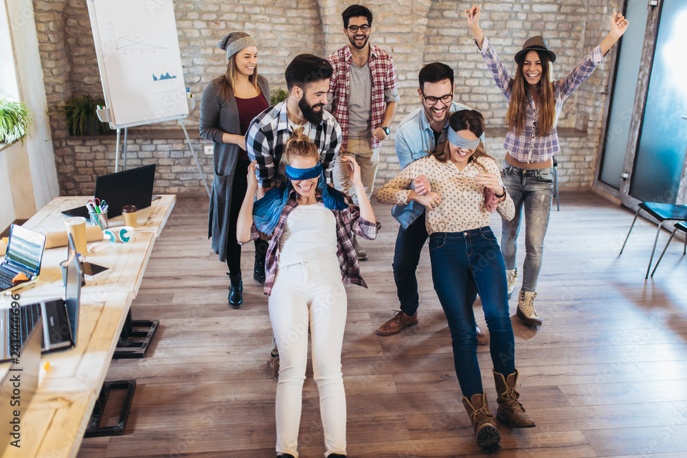 Business people making team training exercise during team building ...