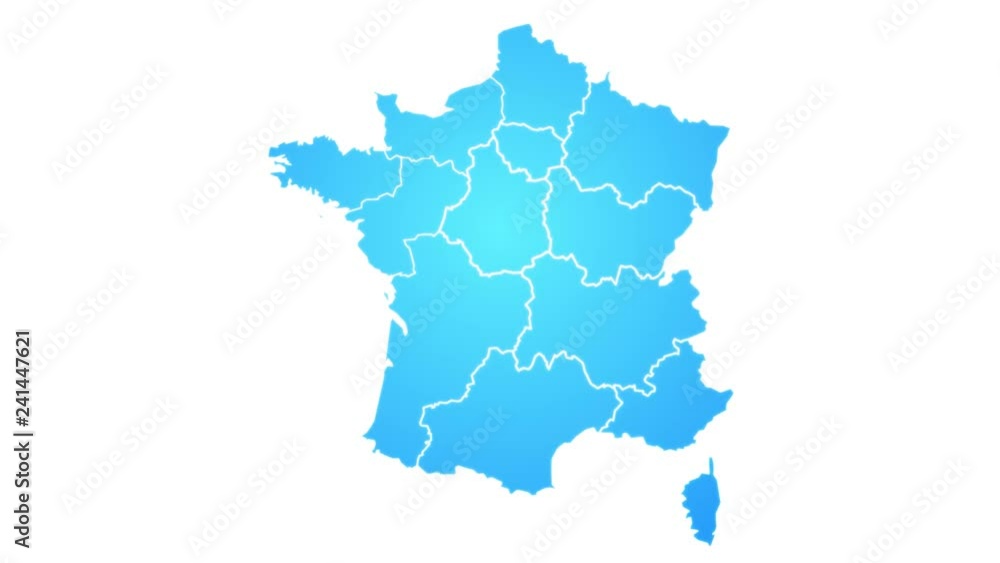 France Map Showing Up Intro With New Regions/ 4k animated france map ...
