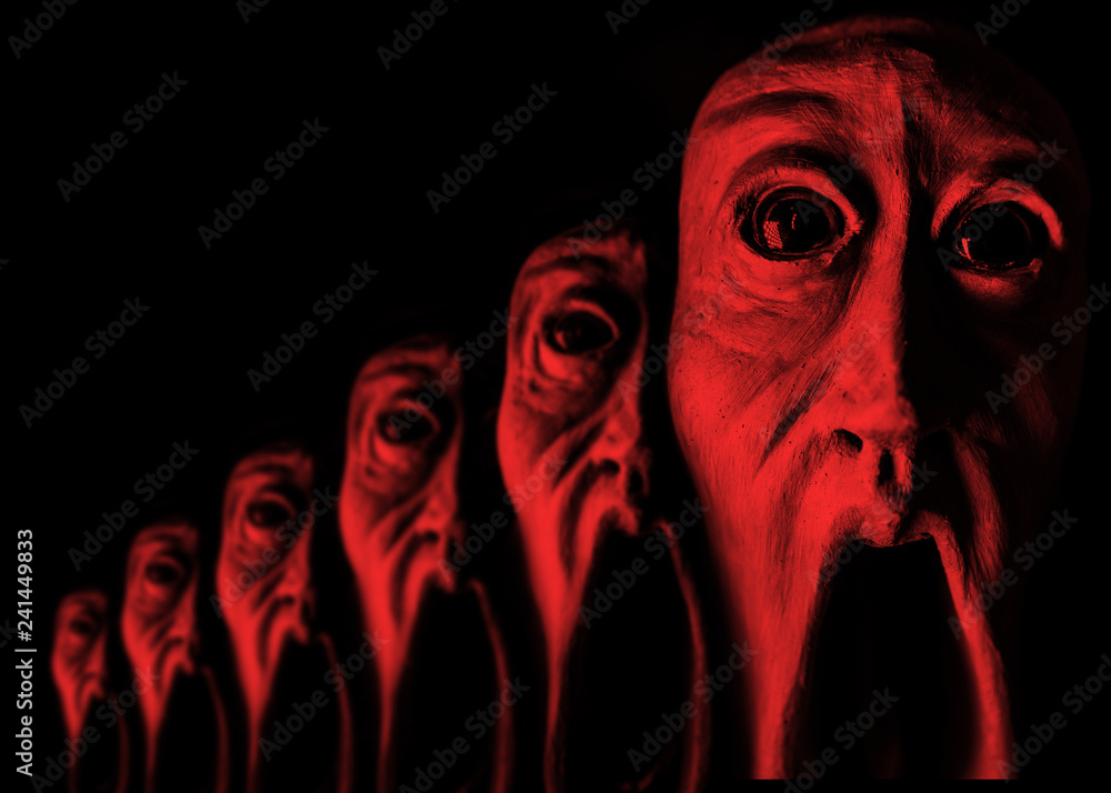Photo & Art Print image of a panicked face screaming with bulging eyes ...