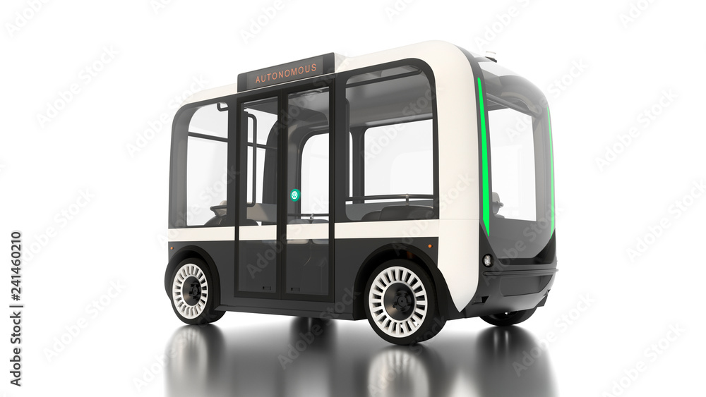 Autonomous Vehicle generic bus on white background 3D illustration ...